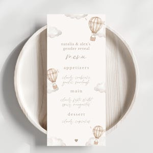 Hot Air Balloon Gender Reveal Bundle: Neutral Cloud Theme (digital ...