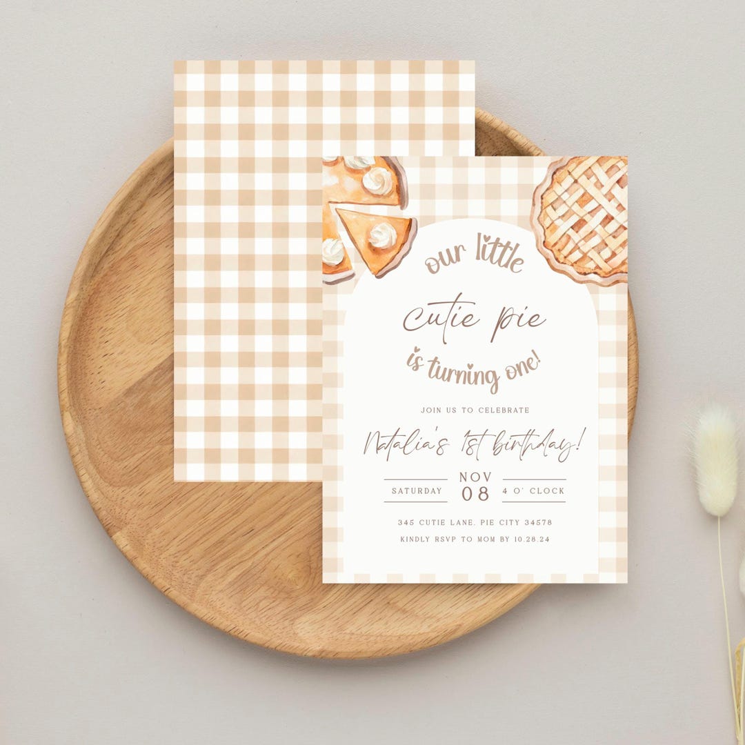 Cutie Pie First Birthday Invitation Editable Cutie Pie First Birthday ...