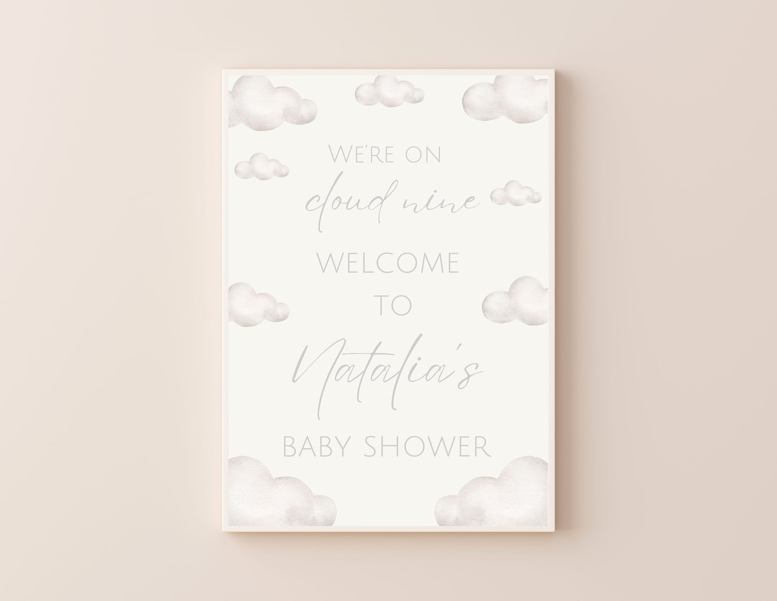Editable Cloud Nine Baby Shower Welcome Sign Minimal Cloud Nine Baby ...