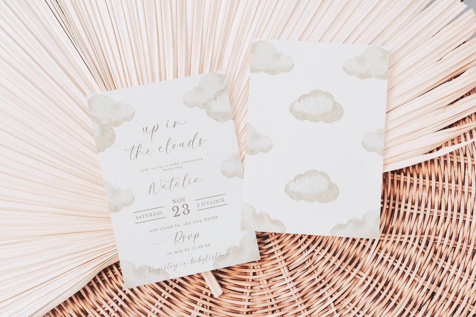 Up in the Clouds Baby Shower Invitation: Editable up in the Clouds Baby ...