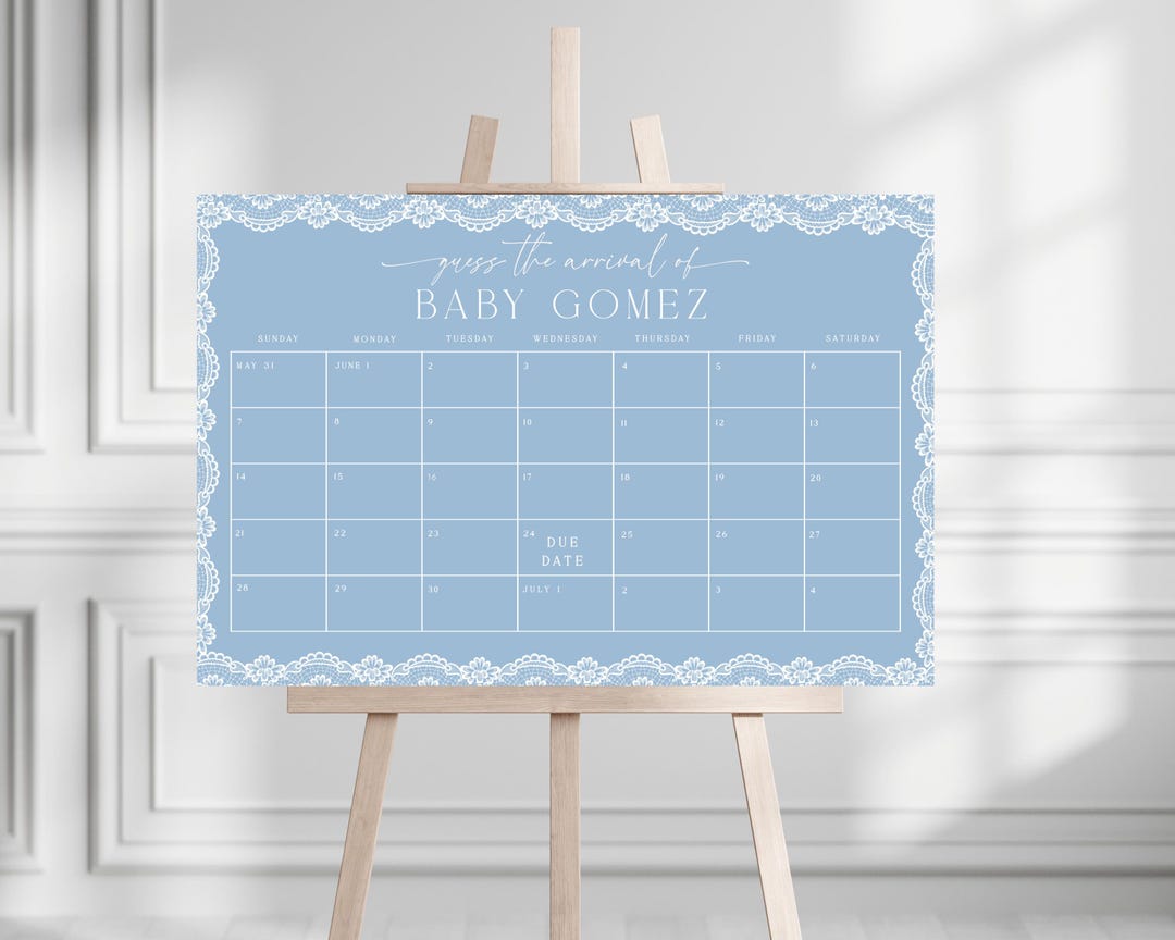 Blue Cielito Lindo Baby Shower Due Date Calendar Sign (printable ...