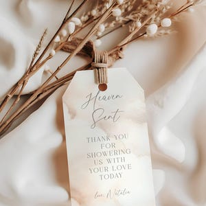 Heaven Sent Baby Shower Thank You Tag: Editable Heaven Sent Favor Tags ...