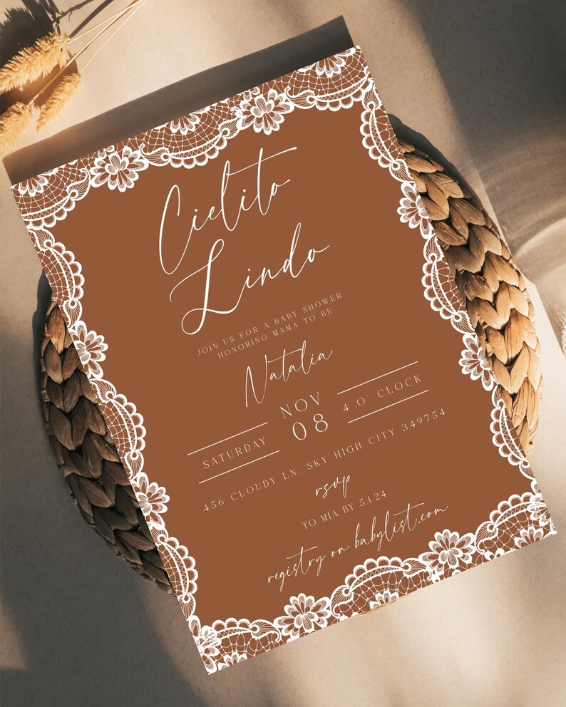 Cielito Lindo Baby Shower Invitation: Terracotta Floral (printable ...