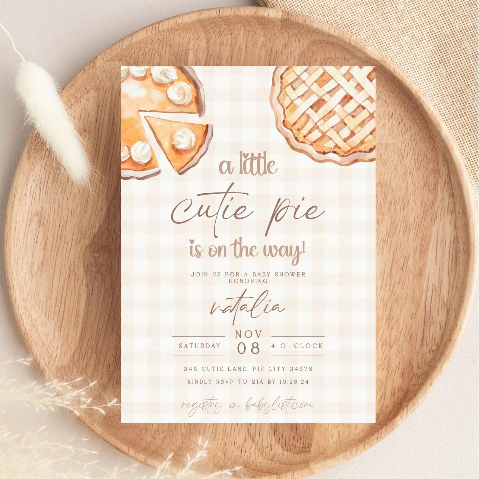 Cutie Pie Baby Shower Invitation | Editable Cutie Pie Baby Shower Evite ...