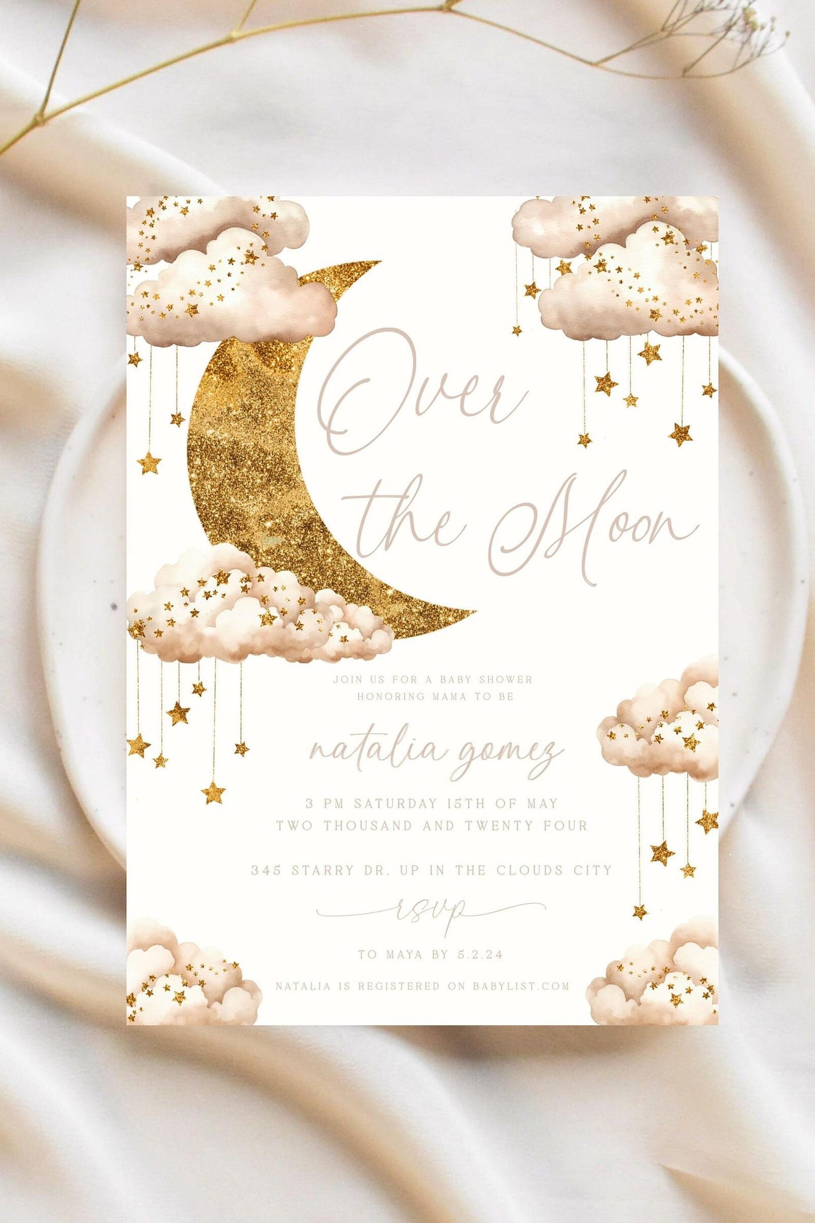 We Are Over the Moon Baby Shower Welcome Sign Editable We Are Over the ...