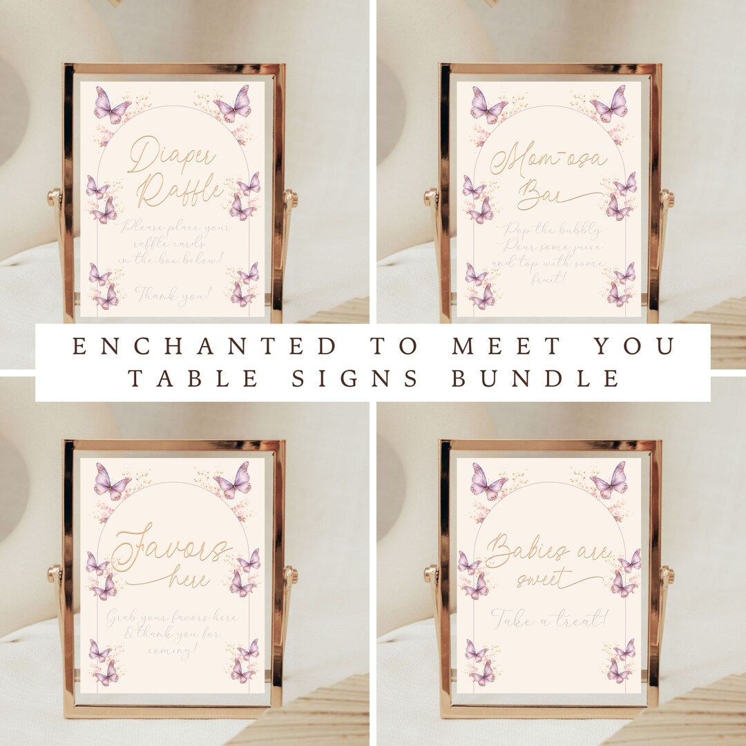 Enchanted to Meet You Baby Shower Table Signs | We're Enchanted to Meet ...