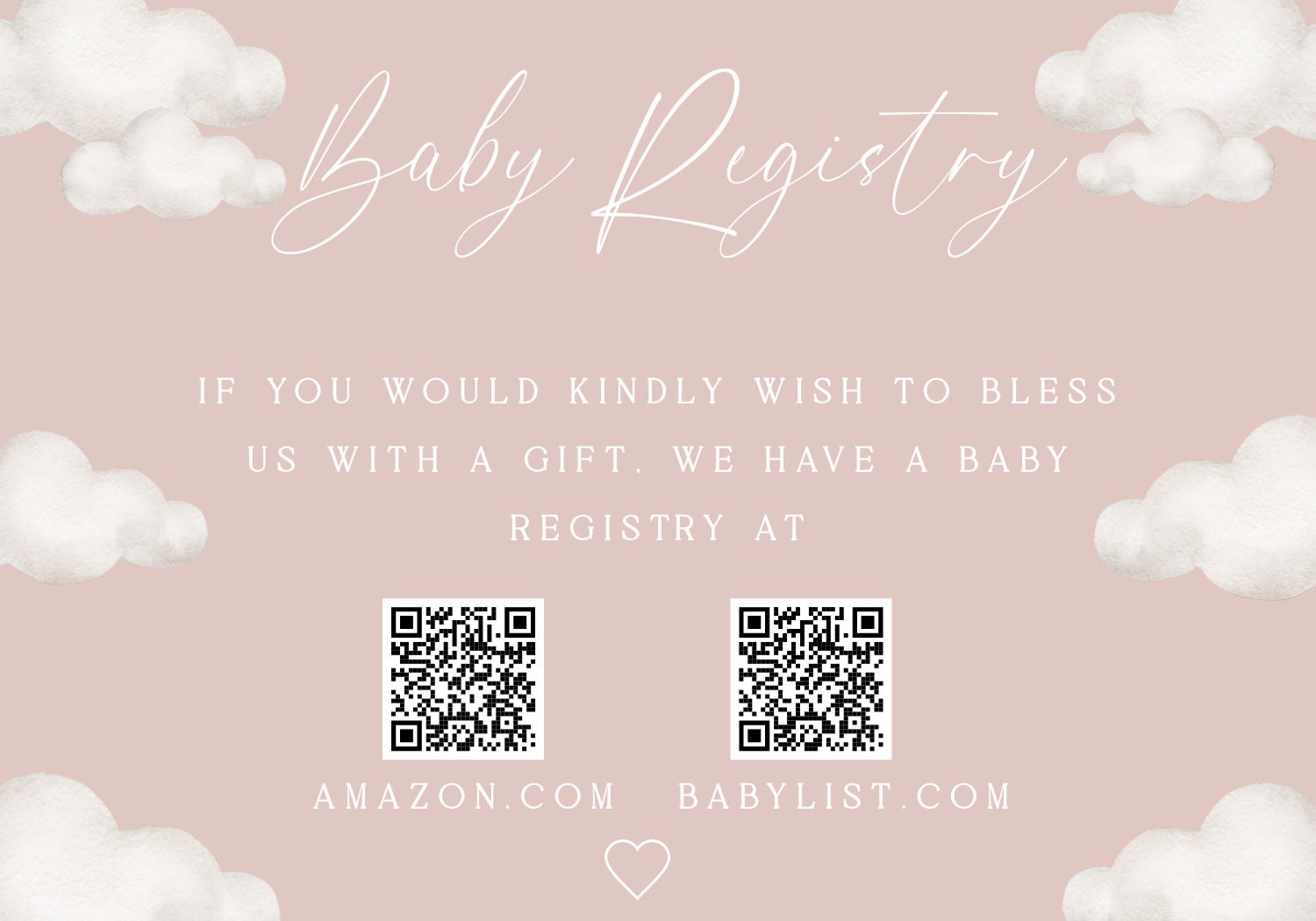 Pink Cloud Baby Shower Baby Registry & Books for Baby Cards | Little ...