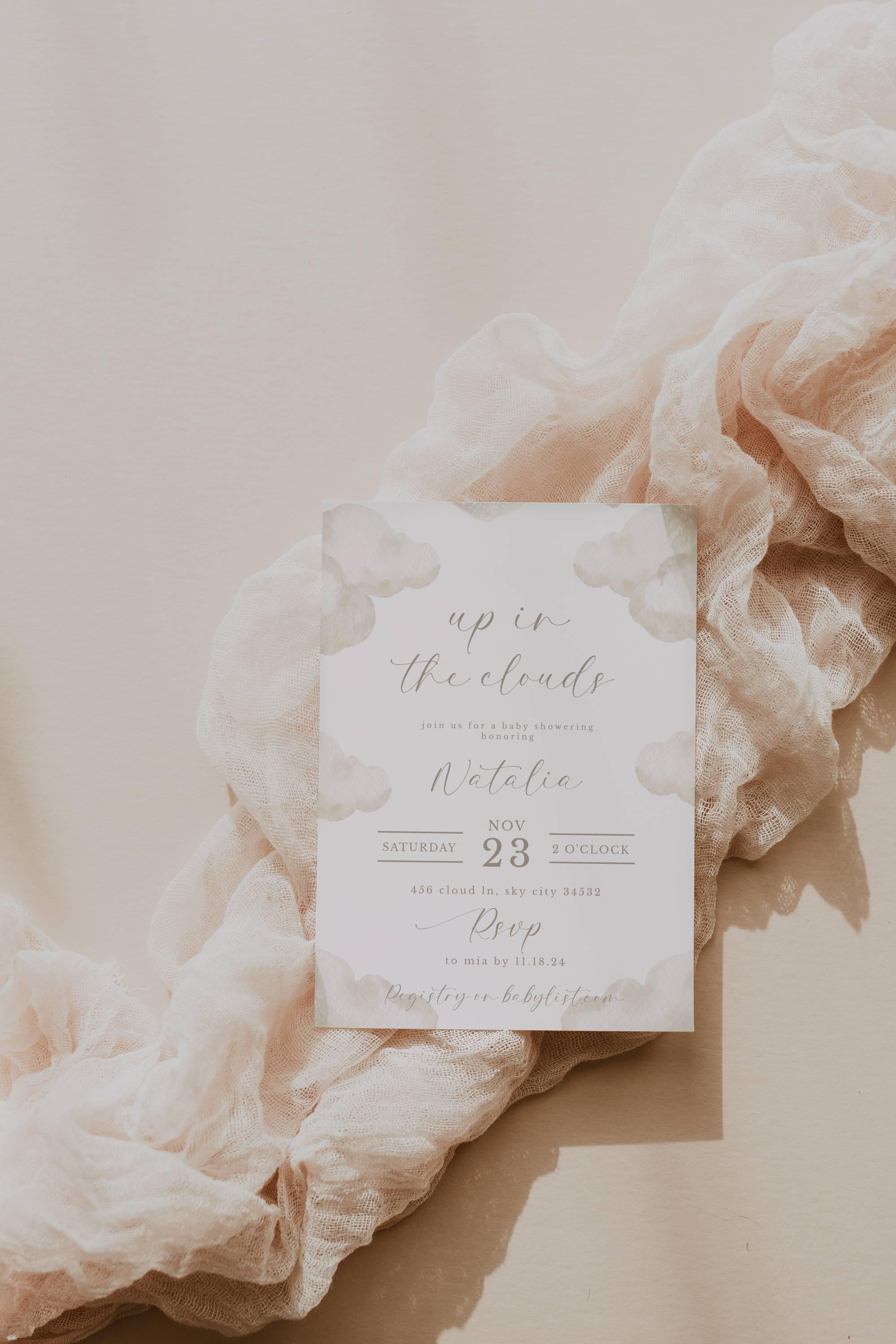 Up in the Clouds Baby Shower Invitation: Editable up in the Clouds Baby ...