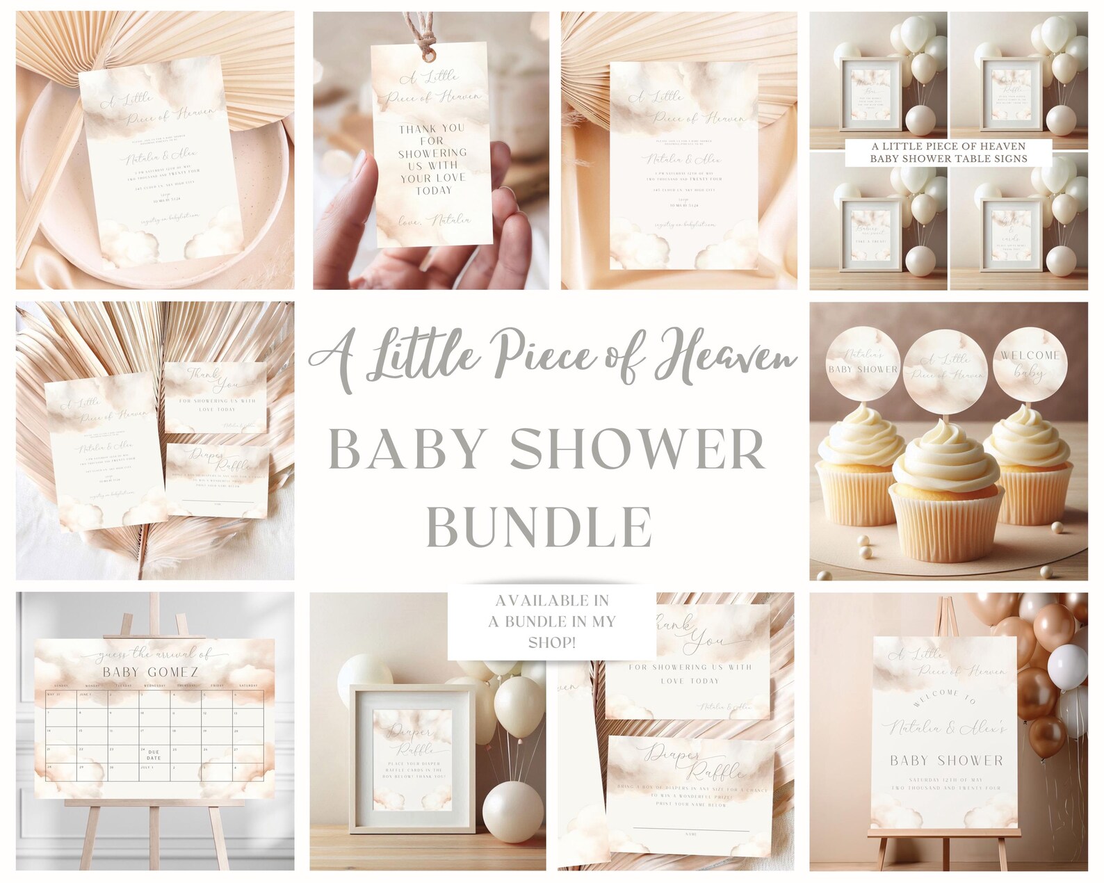 A Little Piece of Heaven Baby Shower Invitation: Editable Little Piece ...