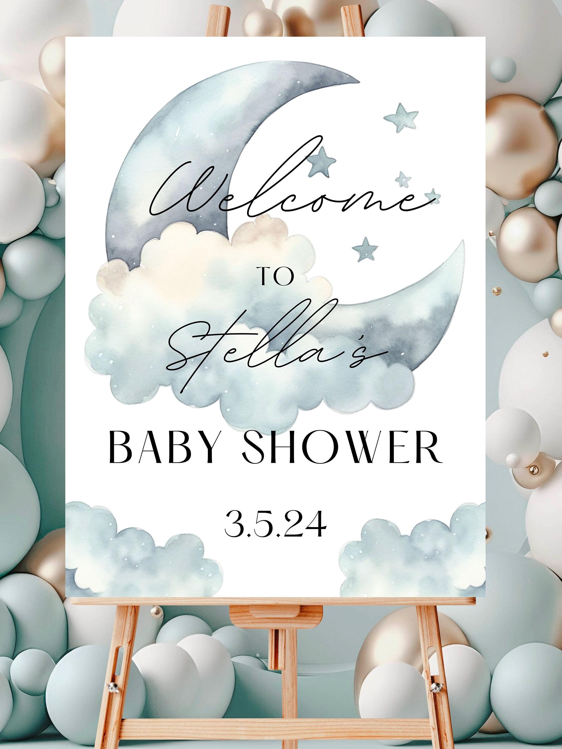 Moon and Back Baby Shower Welcome Sign: Starry Evite (18x24 In) - Etsy