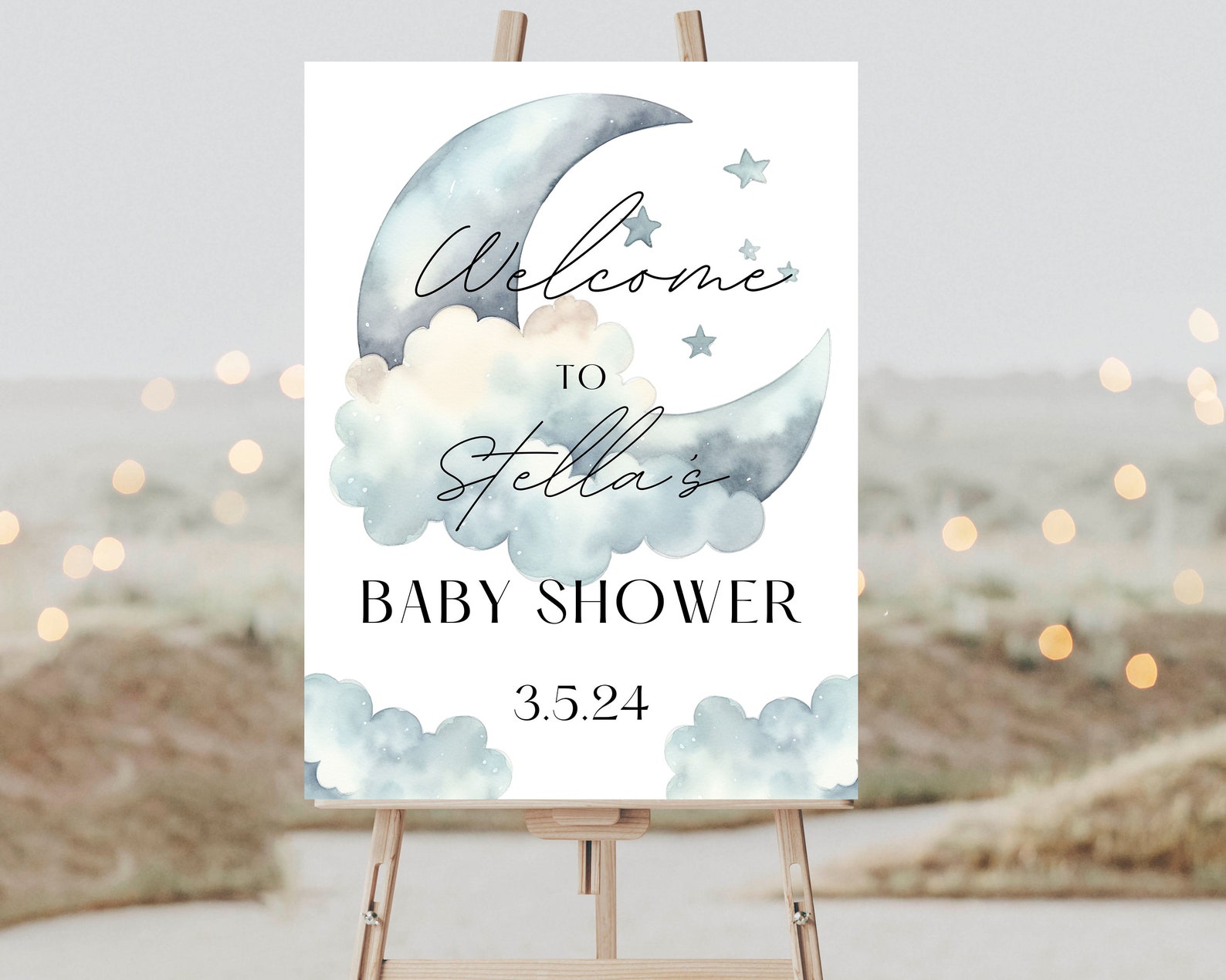 Moon and Back Baby Shower Welcome Sign: Starry Evite (18x24 In) - Etsy