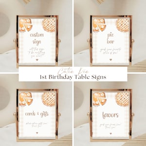 Cutie Pie First Birthday Table Signs Bundle Editable Cutie Pie First ...