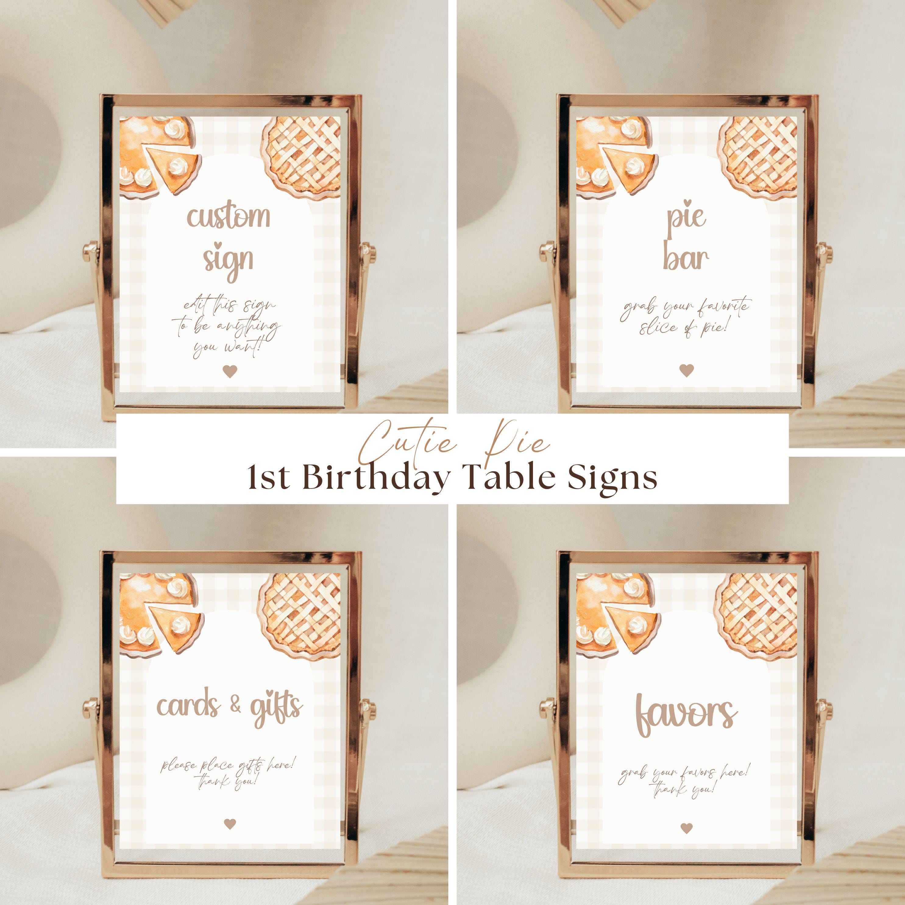 Cutie Pie First Birthday Table Signs Bundle Editable Cutie Pie First ...