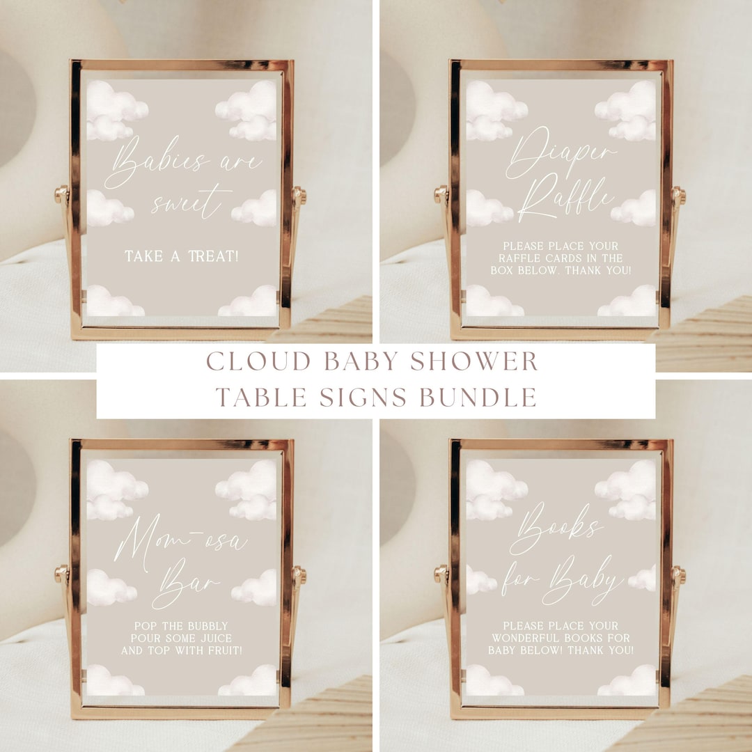 Cloud Baby Shower Table Signs Bundle: Neutral Beige (digital) - Etsy