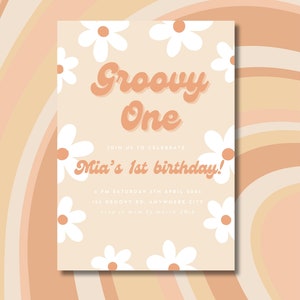 Editable Groovy One First Birthday Invitation | Groovy One First ...