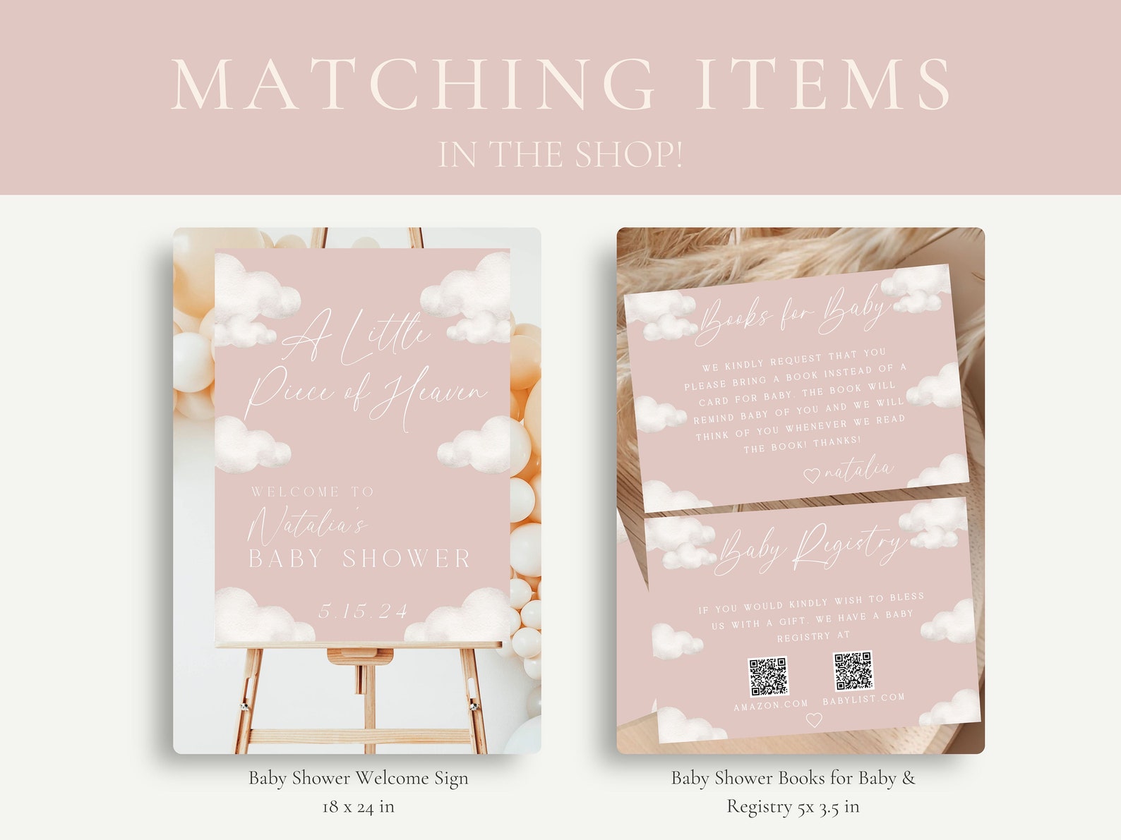 Editable A Little Piece of Heaven Baby Shower Welcome Sign Pink Piece ...