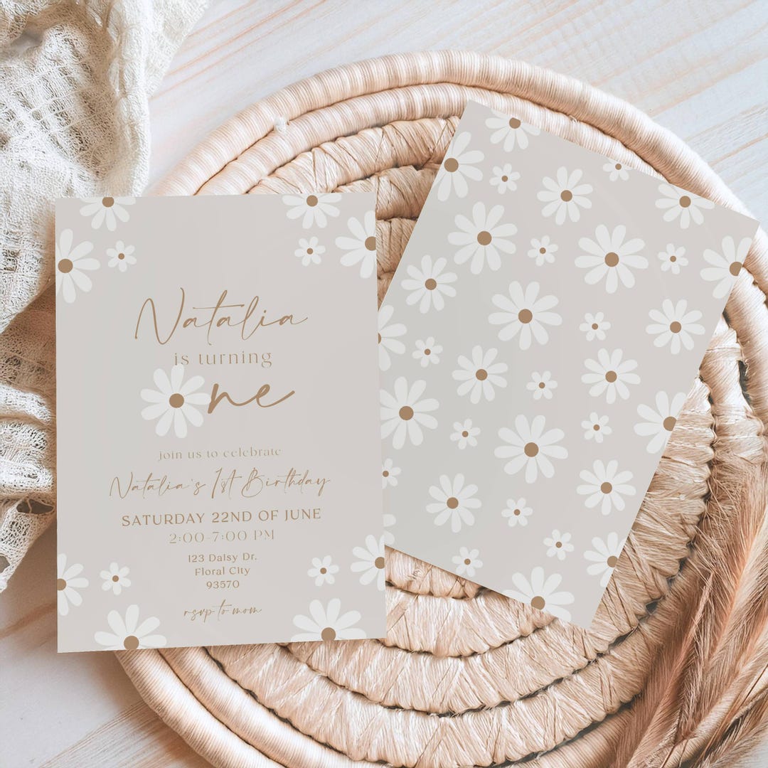 Daisy First Birthday Invitation: Boho Daisy First Birthday Neutral ...