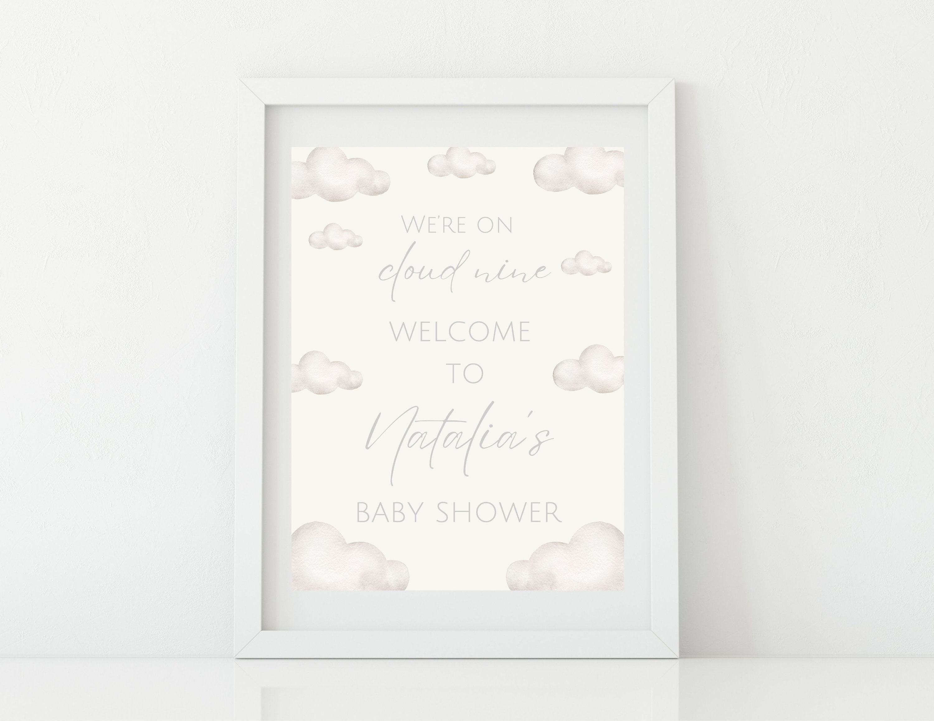 Editable Cloud Nine Baby Shower Welcome Sign Minimal Cloud Nine Baby ...