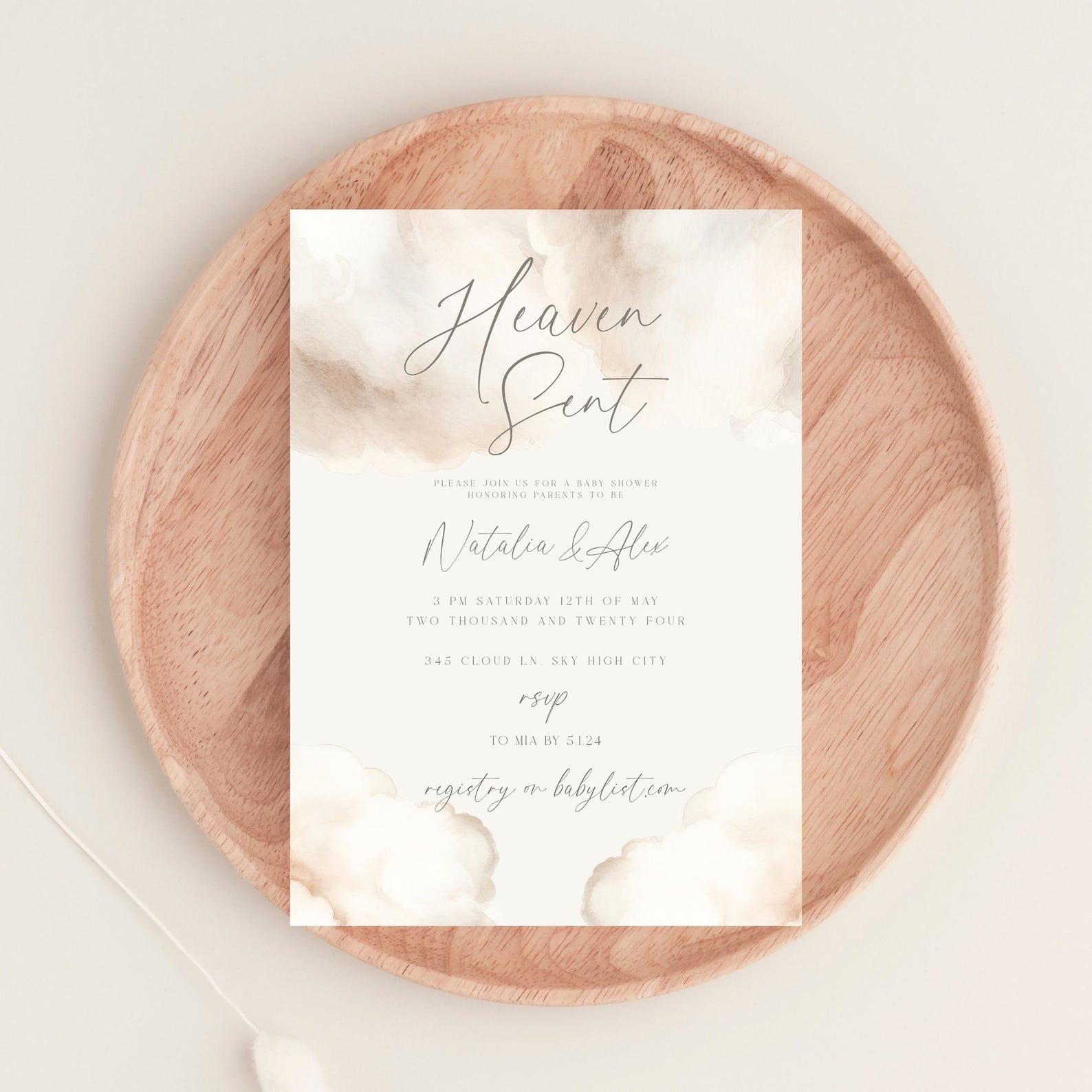 Heaven Sent Baby Shower Invitation | A Piece of Heaven Baby Shower ...