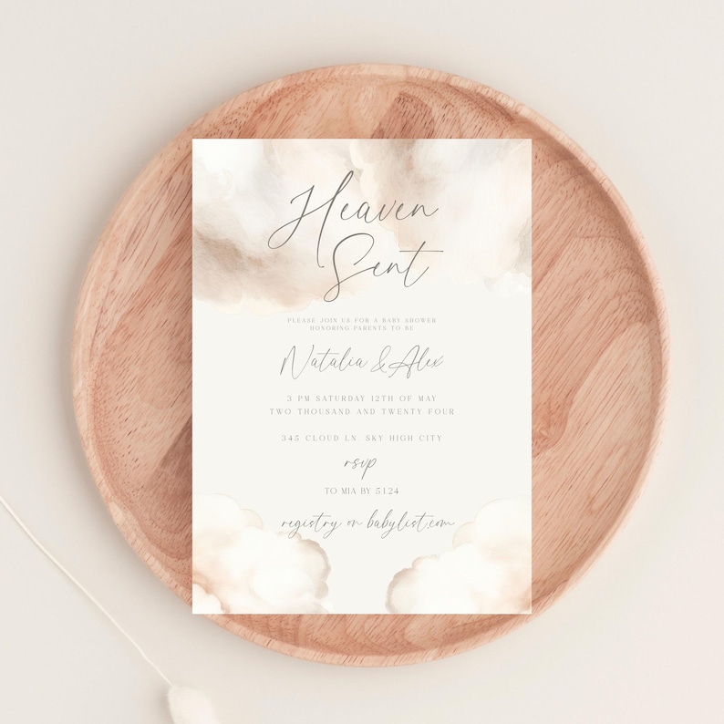 Heaven Sent Baby Shower Invitation | A Piece of Heaven Baby Shower ...