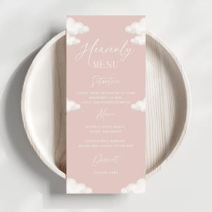 Pink a Little Piece of Heaven Baby Shower Menu | Heaven Sent Baby ...