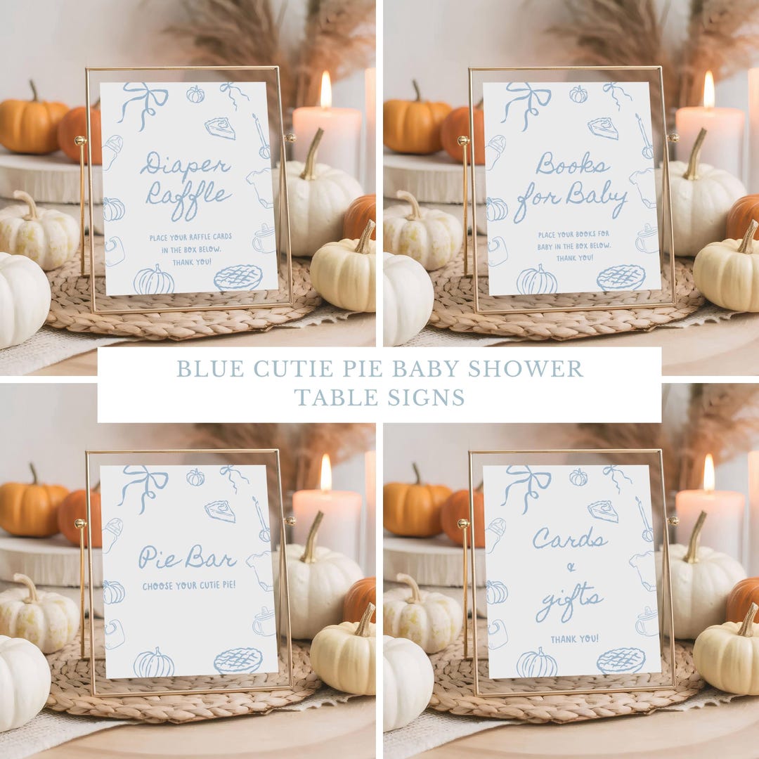 Cutie Pie Baby Shower Table Signs Bundle | Editable Blue Cutie Pie Baby ...