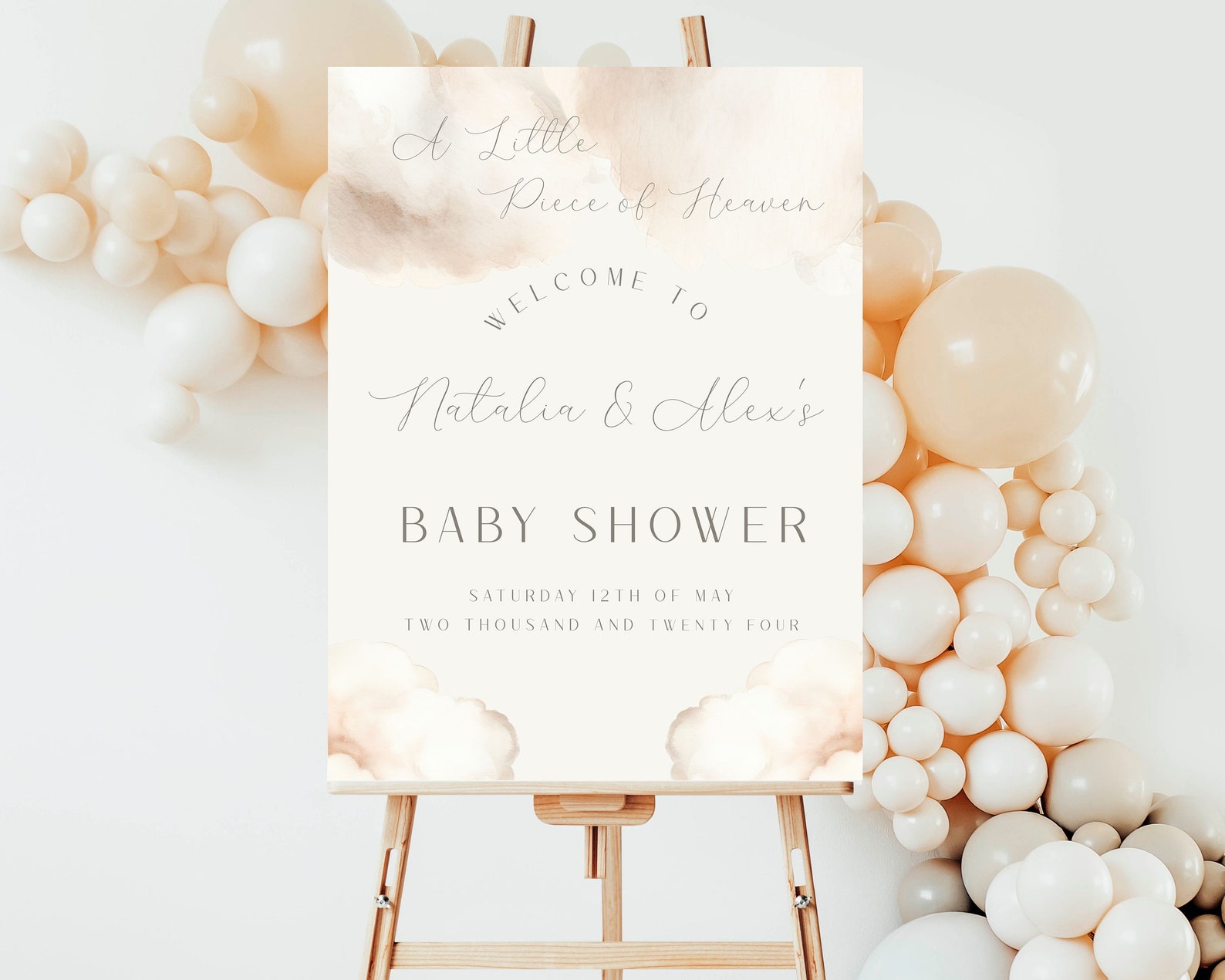 Editable A Little Piece of Heaven Baby Shower Welcome Sign Piece of ...