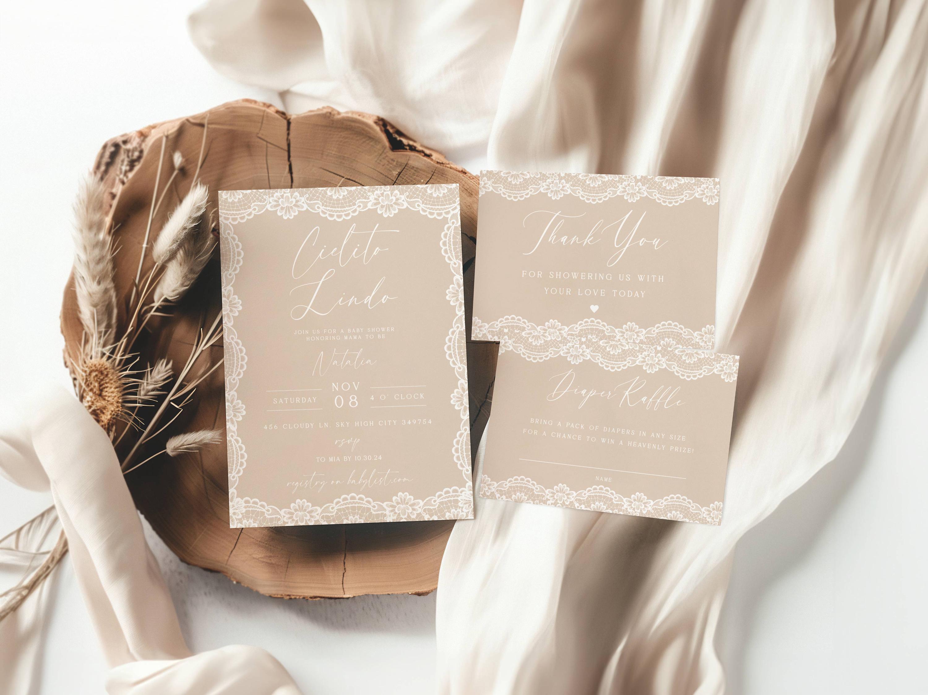 Tan Cielito Lindo Baby Shower Bundle: Editable Evite, Printable ...