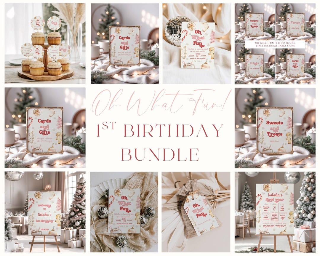 Christmas First Birthday Invitation Bundle: Editable Winter First ...