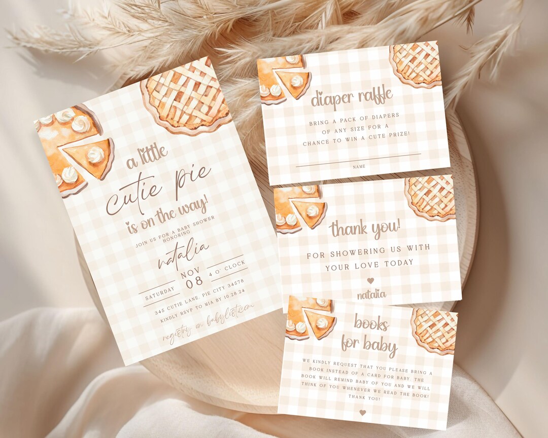 Cutie Pie Baby Shower Invitation Set | Editable Cutie Pie Baby Shower ...