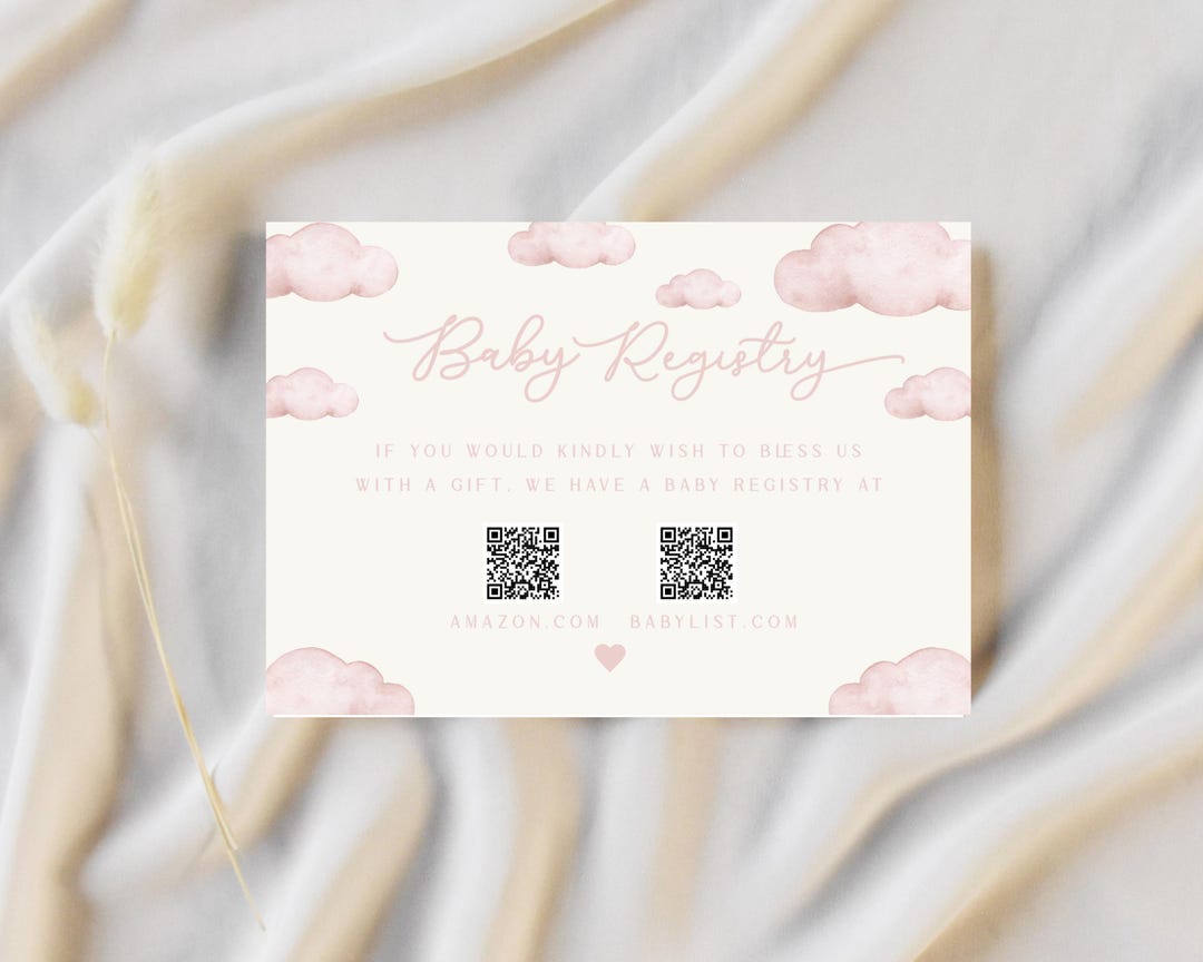 Pink Cloud Baby Registry Card: Piece of Heaven Theme (printable ...