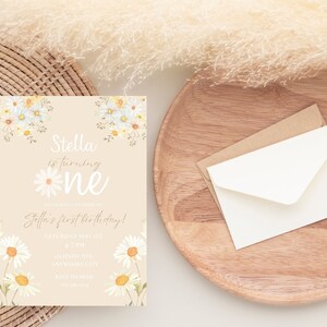Editable Daisy First Birthday Invitation Daisy First Birthday Evite ...