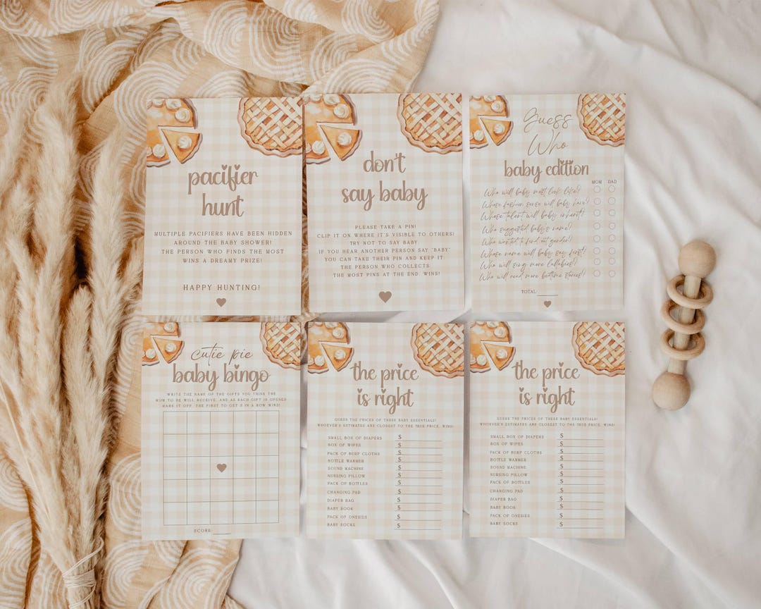 Cutie Pie Baby Shower Games Bundle: Editable & Printable (digital ...