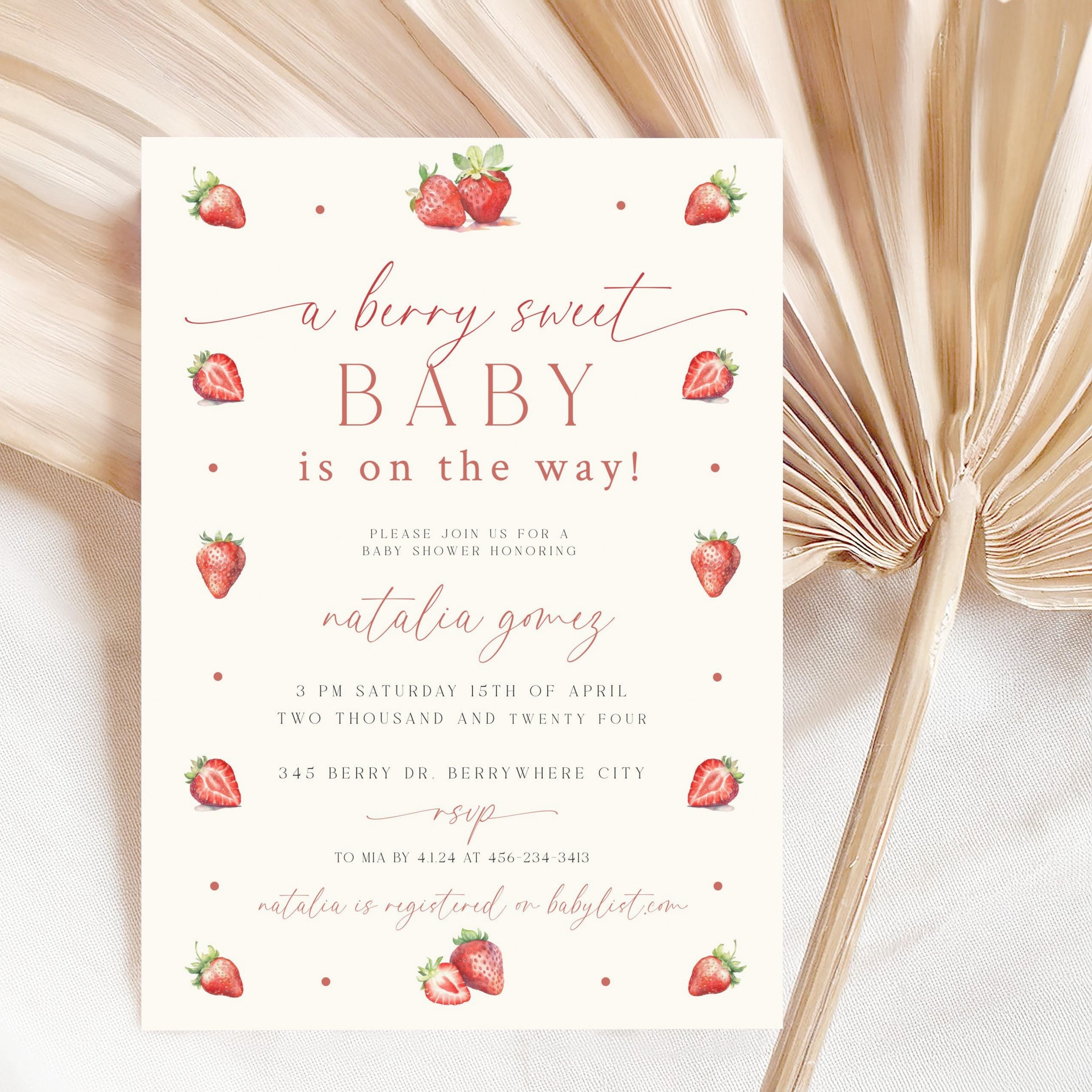 Berry Sweet Baby Shower Invitation | Editable Berry Sweet Baby on the ...