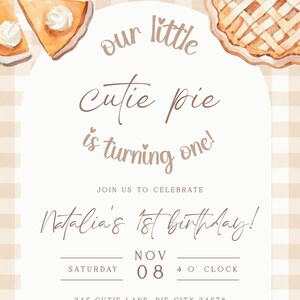 Cutie Pie First Birthday Invitation Editable Cutie Pie First Birthday ...
