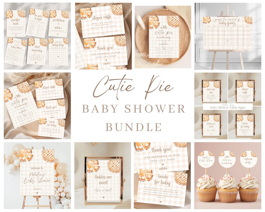 Cutie Pie Baby Shower Bundle: Editable Cutie Pie Baby Shower Invitation, Signs, Games (digital ...