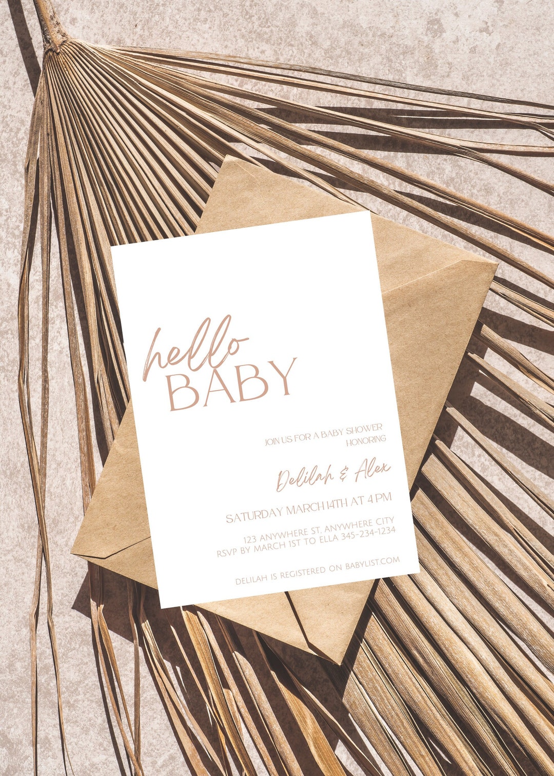 Editable Hello Baby Baby Shower Invitation | Hello Baby Invite 5 X7 in ...