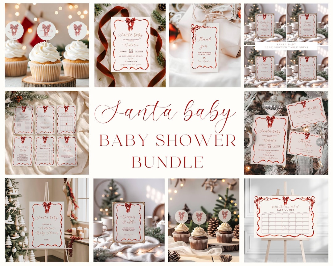 Santa Baby Shower Bundle: Editable Santa Baby Baby Shower Bundle, Santa ...