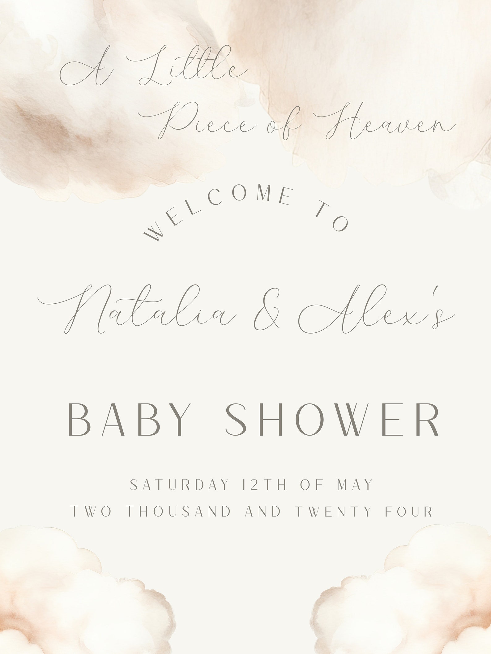 Editable A Little Piece of Heaven Baby Shower Welcome Sign Piece of ...