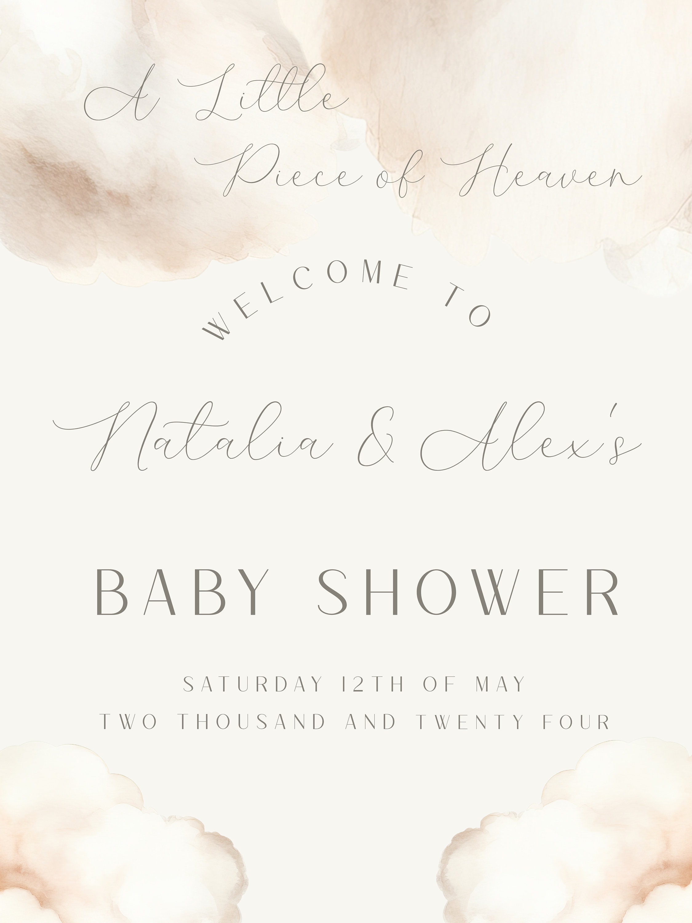 Editable A Little Piece of Heaven Baby Shower Welcome Sign Piece of ...