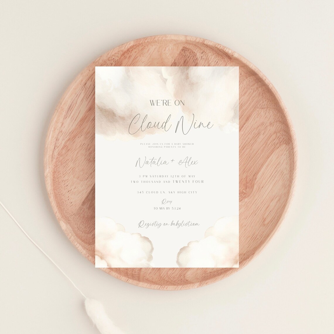 Editable Cloud Nine Baby Shower Invitation Set Cloud Nine Invite Set ...