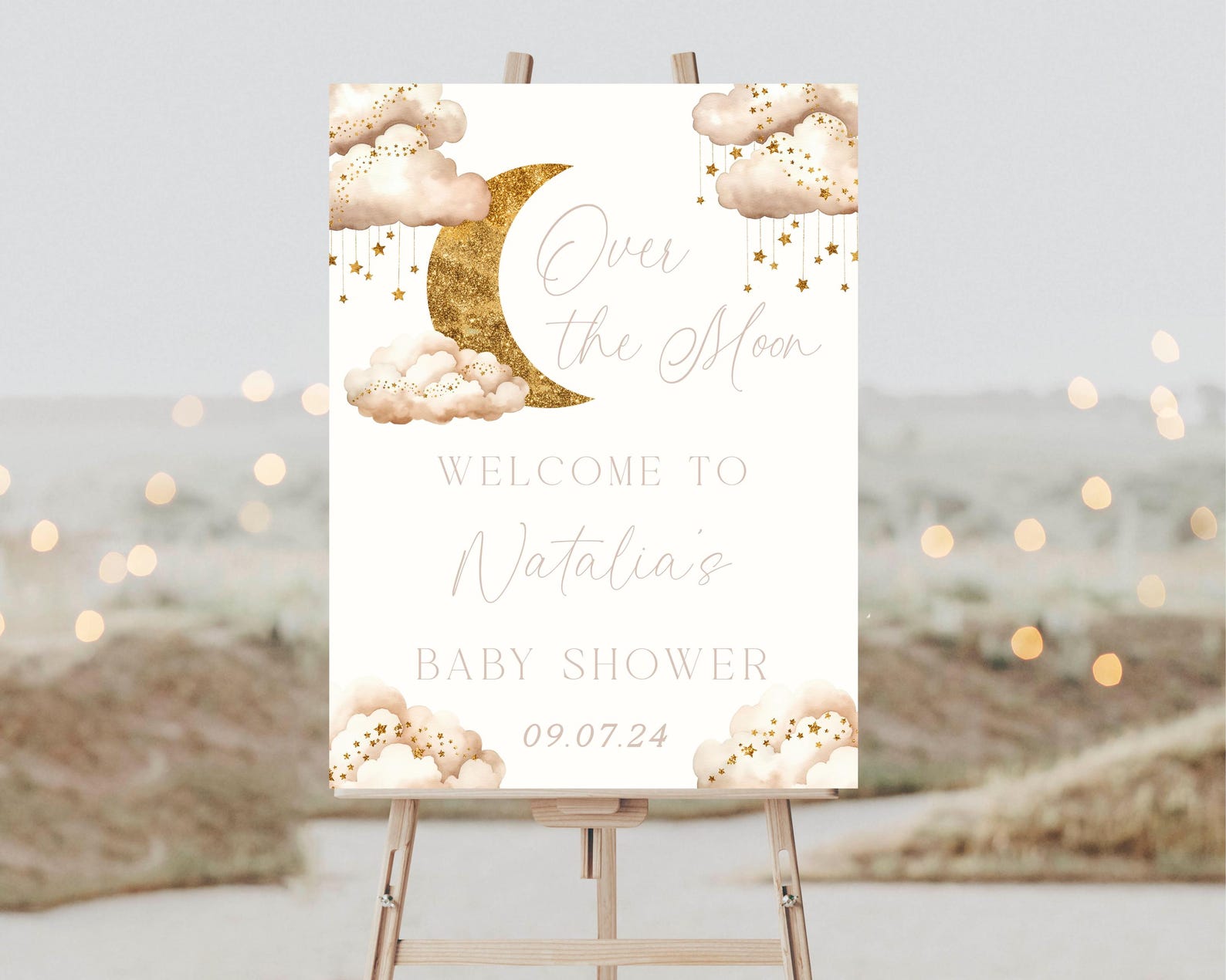We Are Over the Moon Baby Shower Welcome Sign Editable We Are Over the ...