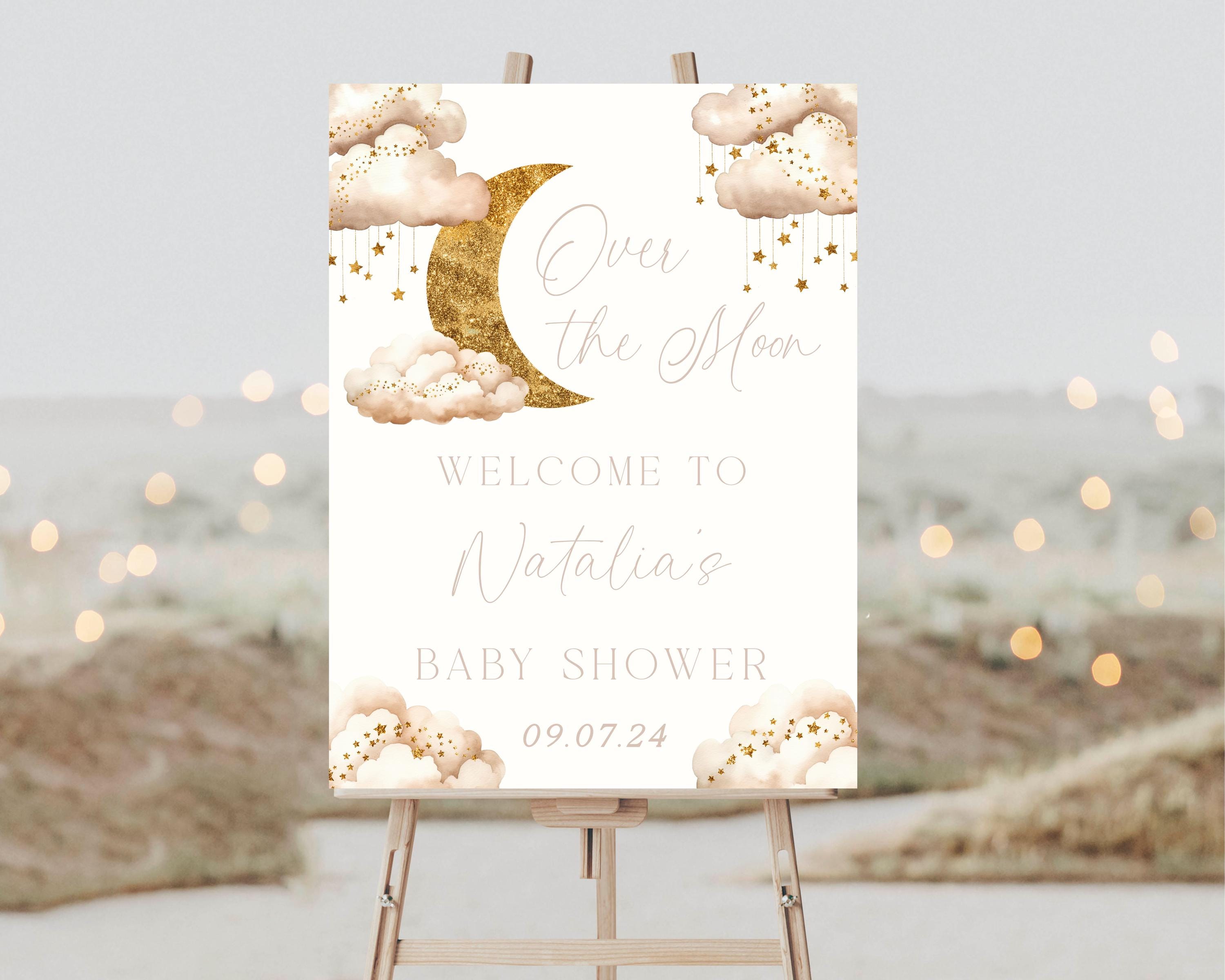 We Are Over the Moon Baby Shower Welcome Sign Editable We Are Over the ...