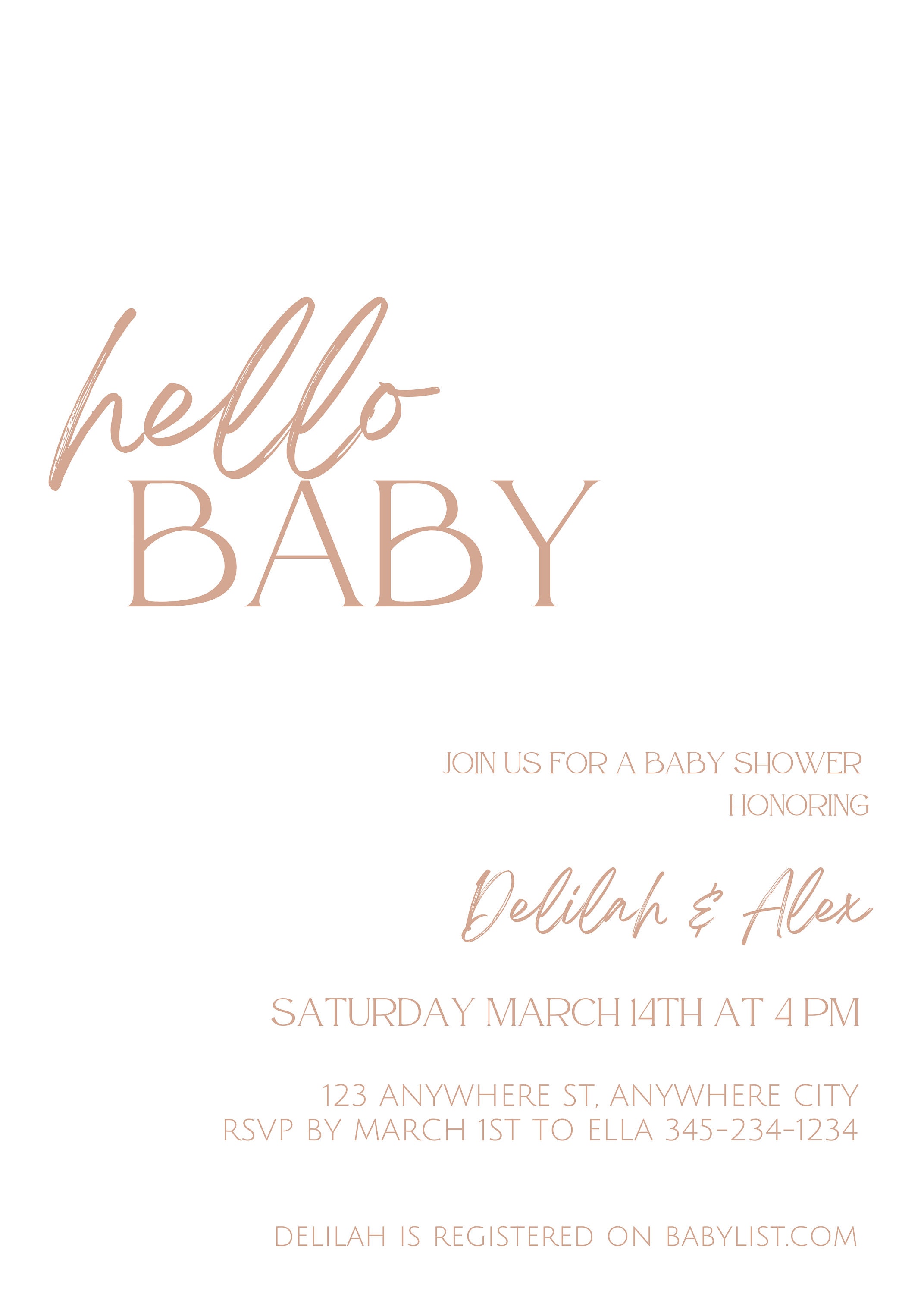 Editable Hello Baby Baby Shower Invitation Hello Baby Invite 5 X7 in ...