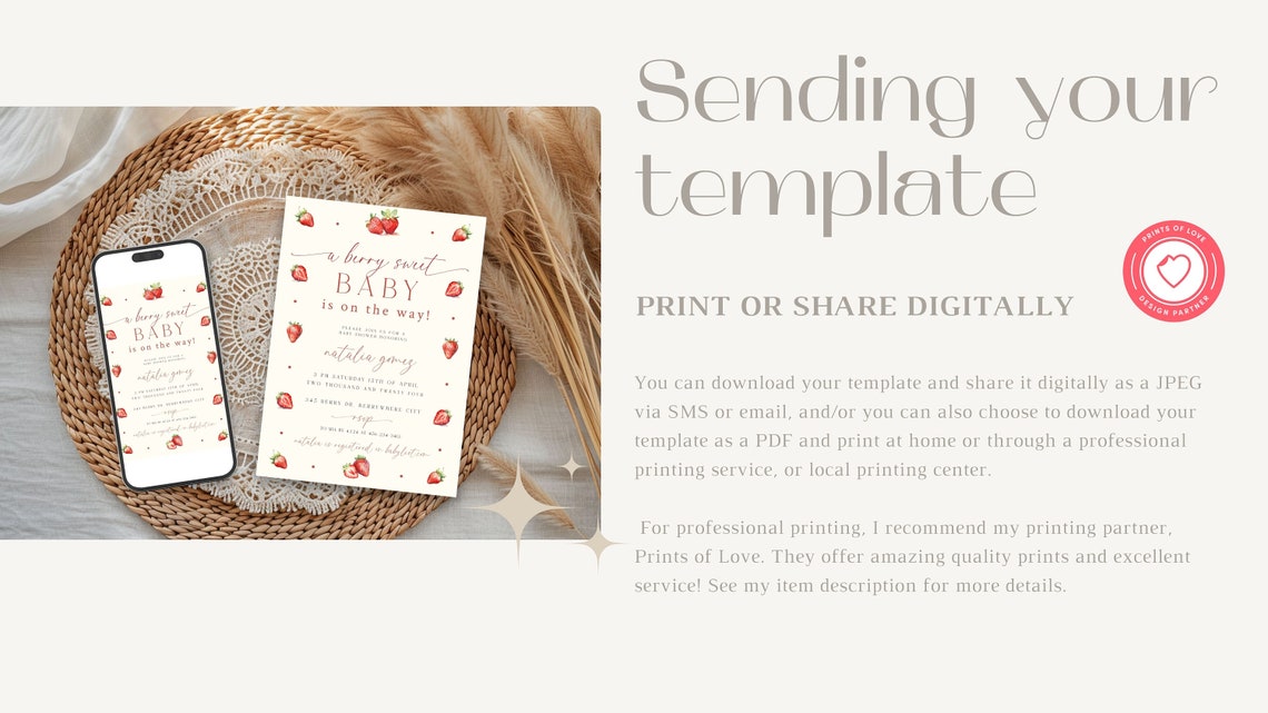 Editable Berry Sweet Baby Shower Invitation Set Berry Sweet Baby on the ...