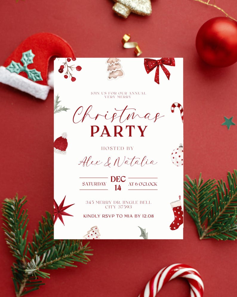 Editable Christmas Party Invitation: Elegant Holiday Design (digital ...