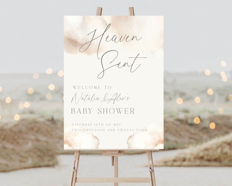 Heaven Sent Baby Shower Welcome Sign A Little Piece of Heaven Baby ...