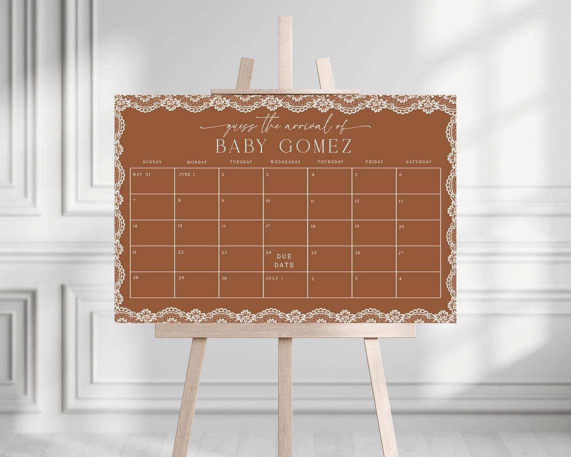 Cielito Lindo Baby Shower Due Date Arrival Calendar Editable Cielito ...