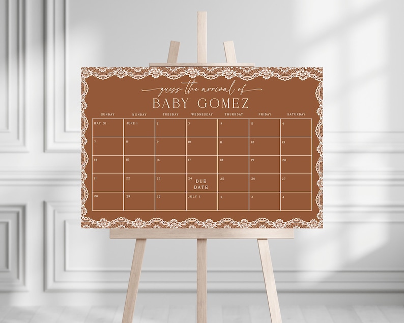 Cielito Lindo Baby Shower Due Date Arrival Calendar Editable Cielito ...