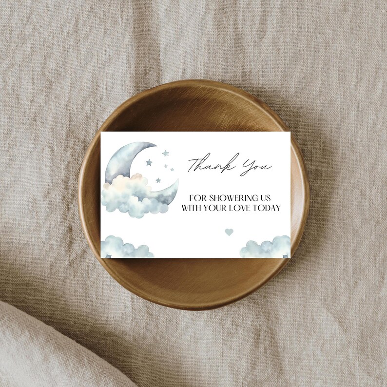 We Love You to the Moon and Back Baby Shower Thank You Card | Editable ...